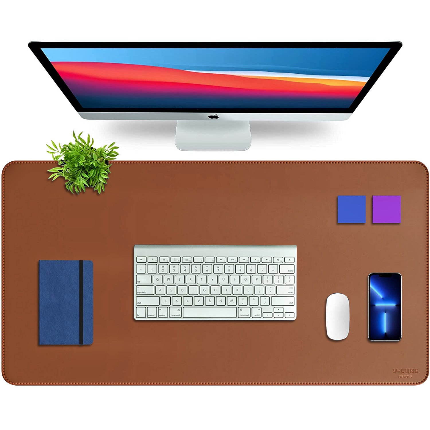 V-CUBE Designs Premium Vegan Leather Desk Mat 2.4MM Tan